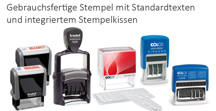 Stempel mit Standardtexten bei PLATE Büromaterial