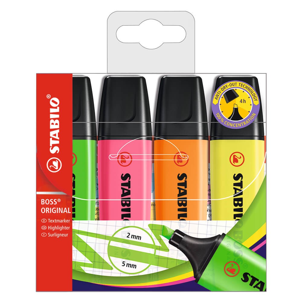 STABILO BOSS ORIGINAL - Textmarker - 4er Set 70/4 bei PLATE Büromaterial