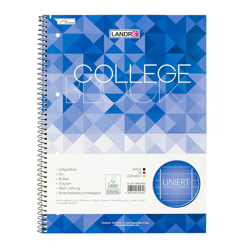 Collegeblock Landré DIN A4 100050063 bei PLATE Büromaterial
